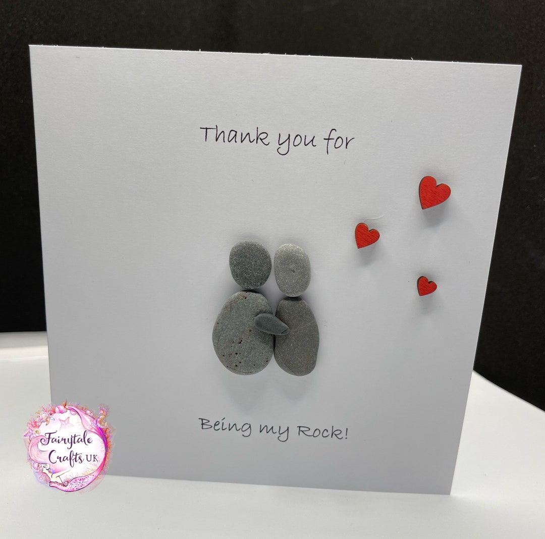 Thank You Pebble Art Card - Thank You for Being My Rock - Handmade ...