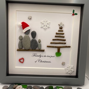 Family Pebble Art, Family Picture, Christmas Pebble Art, Christmas ...