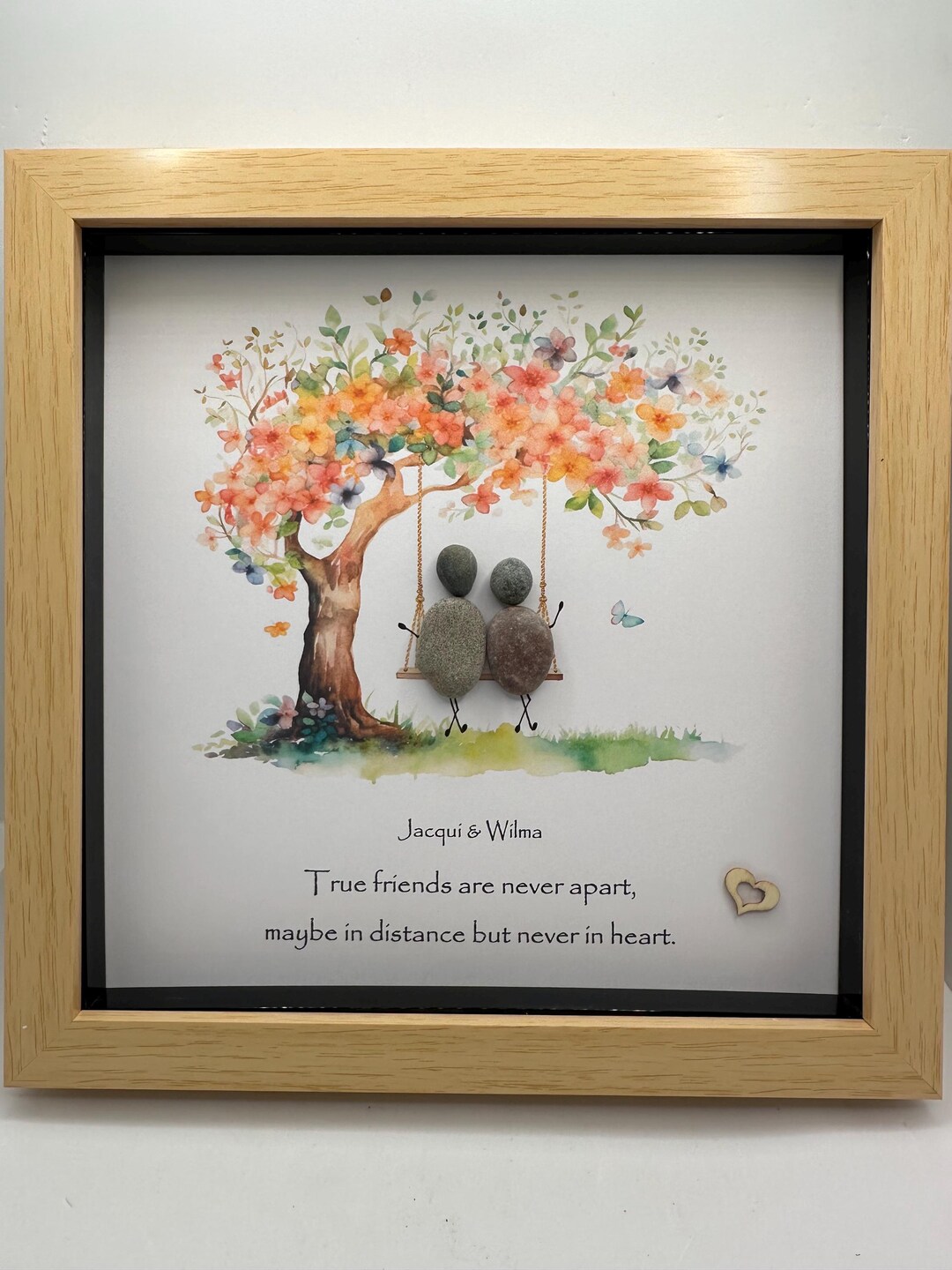 Personalised Friend Pebble Art - Friends on Swing - Framed Friend ...