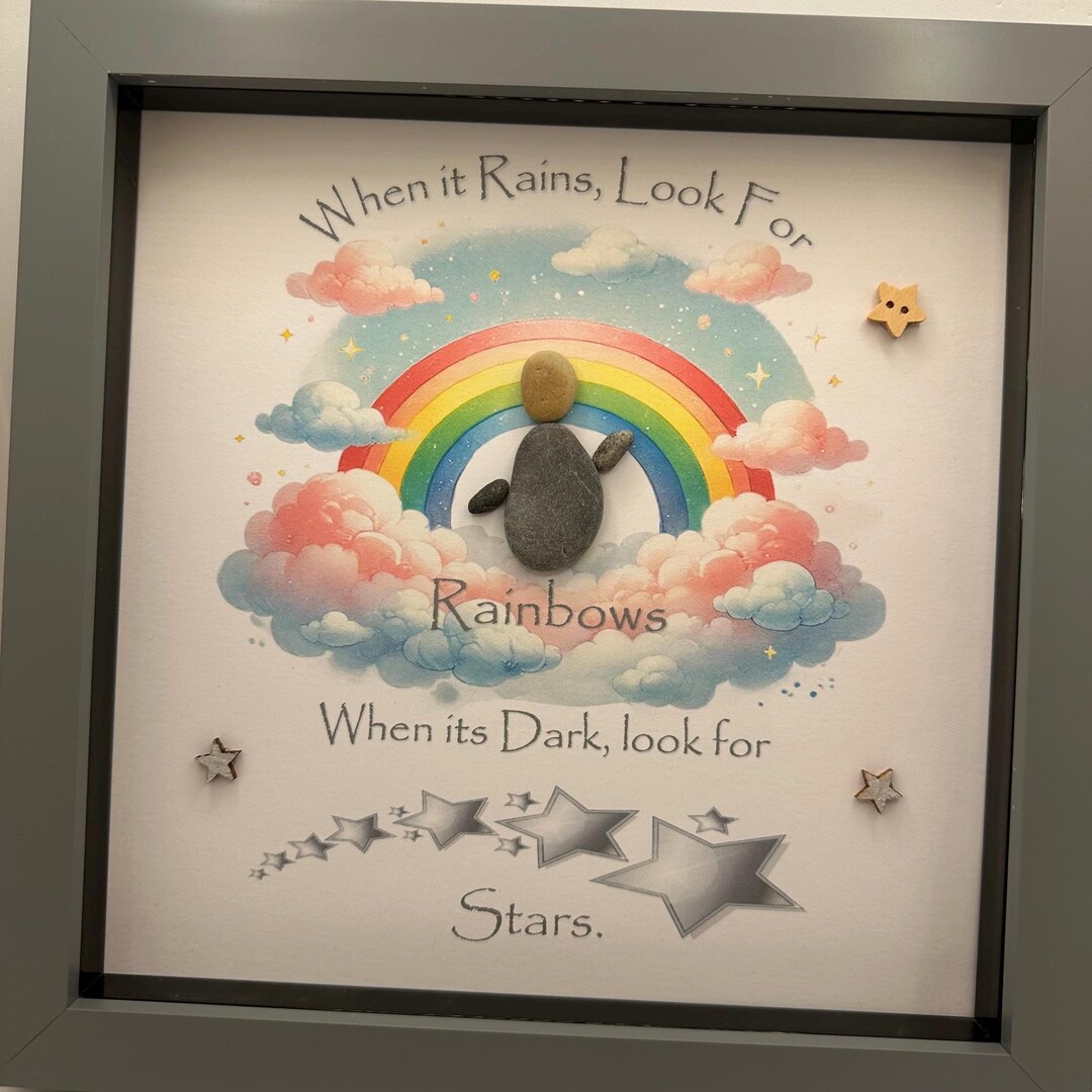 Rainbow and Star Pebble Art, When It Rains Look for Rainbows, Loss ...