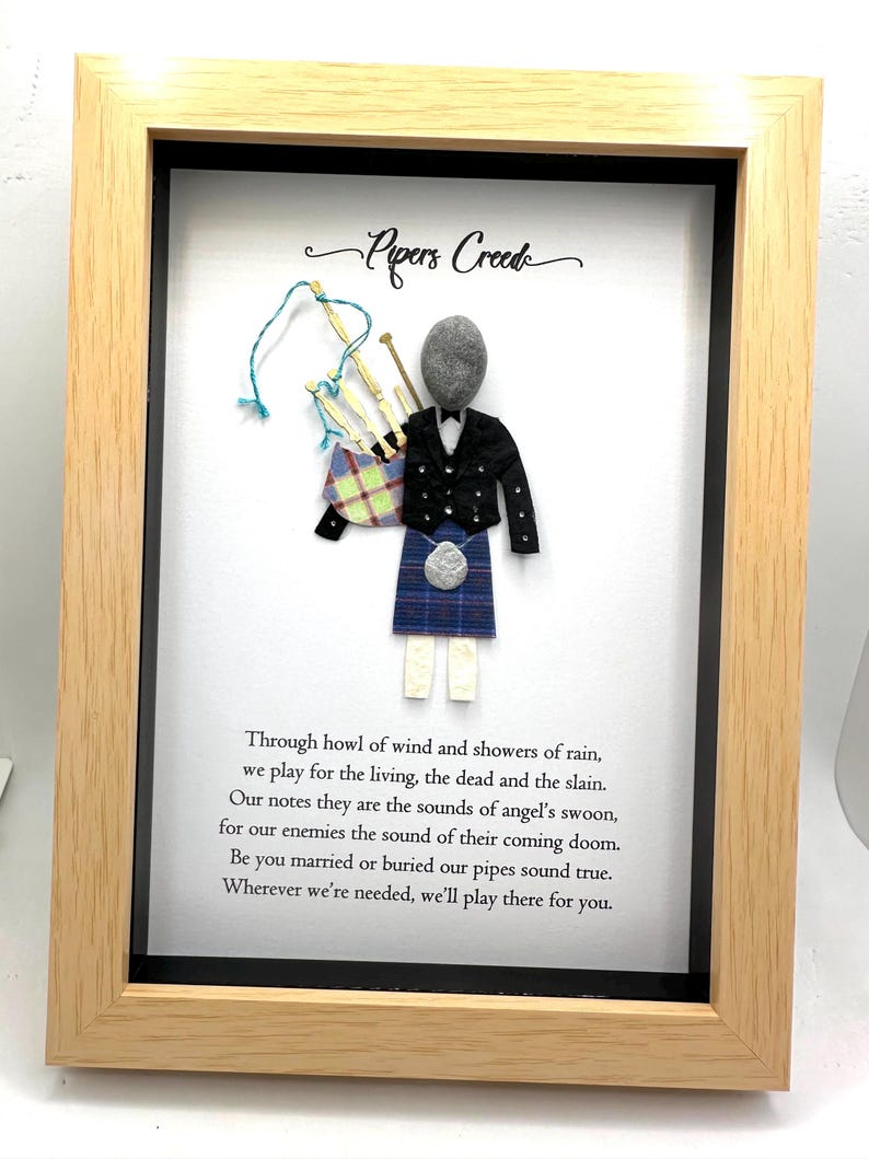 Scottish Piper Pebble Art: Kilted Bagpiper With Piper's Creed - Etsy