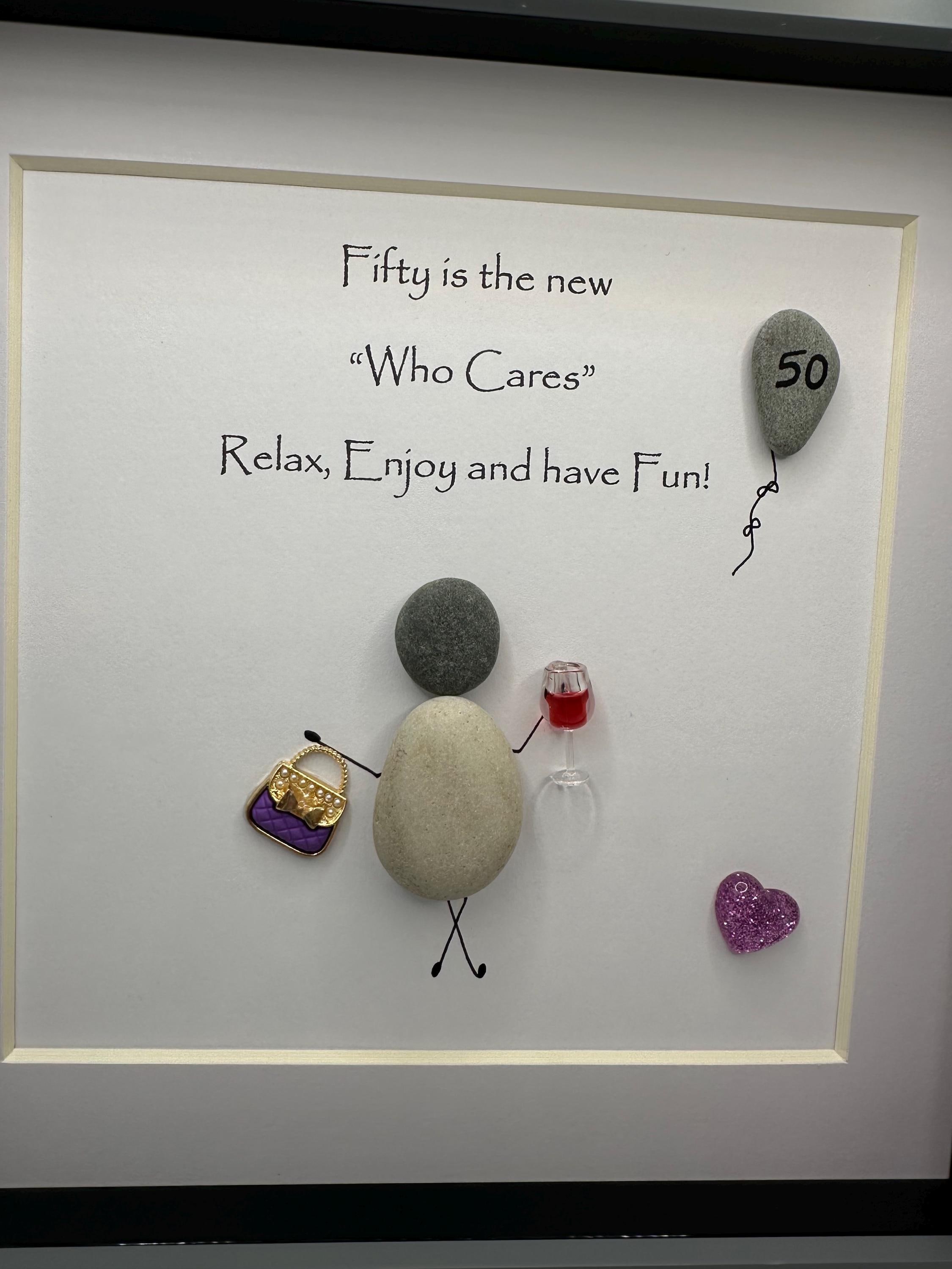 50th Birthday Gift, 50th Pebble Art, Fabulous at 50, Pebble Art ...