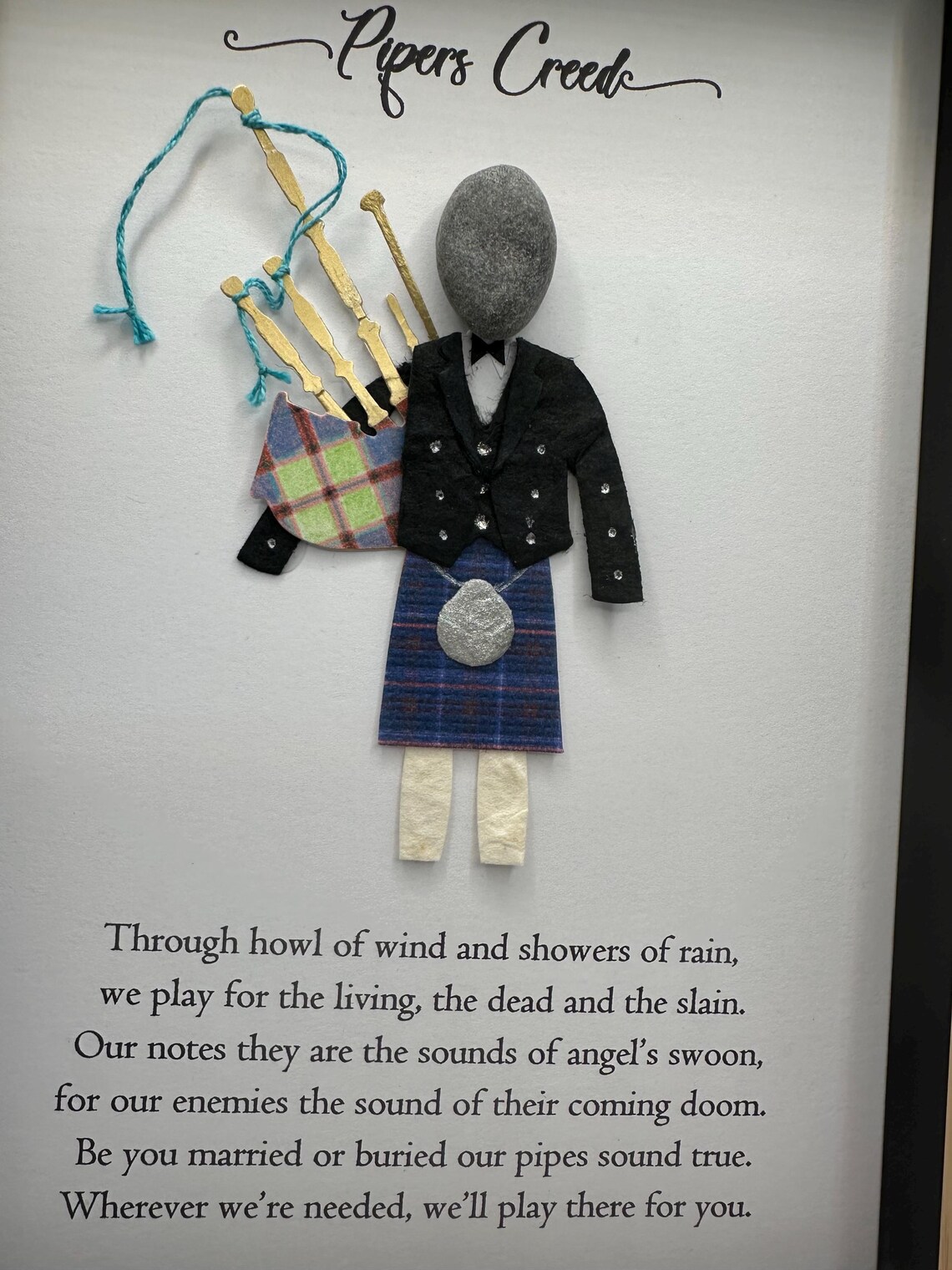 Scottish Piper Pebble Art: Kilted Bagpiper With Piper's Creed - Etsy