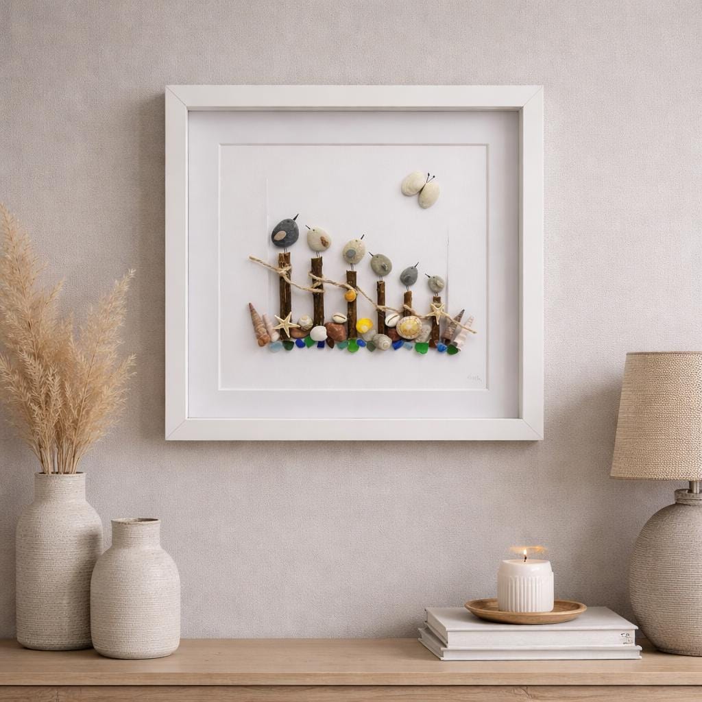 Pebble Art Bird Frame | Handmade Stone Bird Wall Art | Nature Inspired ...