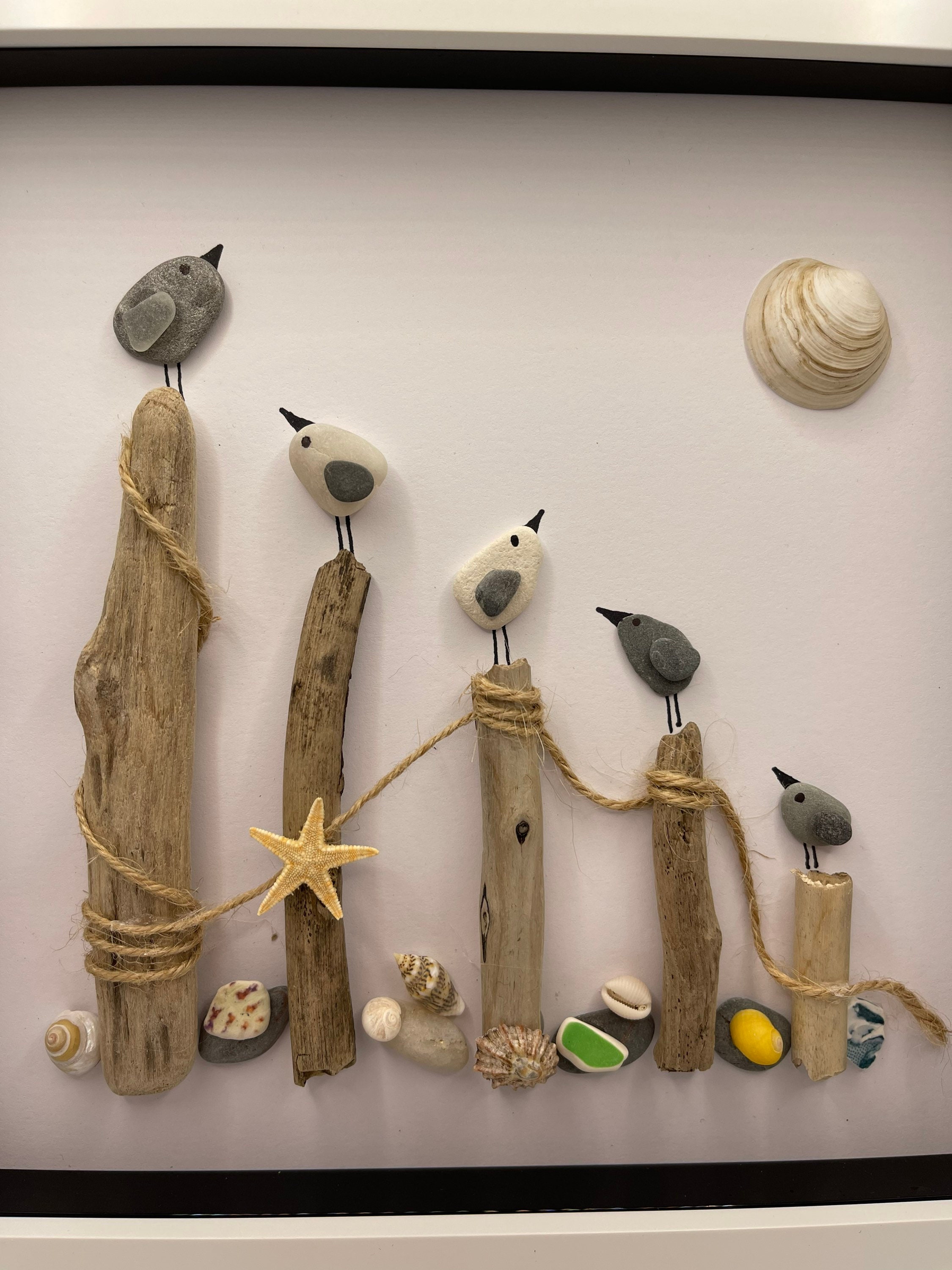 Pebble Art Birds Pebble Art Birds on a Fence Mixed Media - Etsy UK