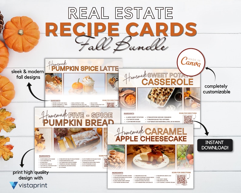 Fall Real Estate Farming Recipe Postcard Pack, CANVA Template, Pumpkin ...