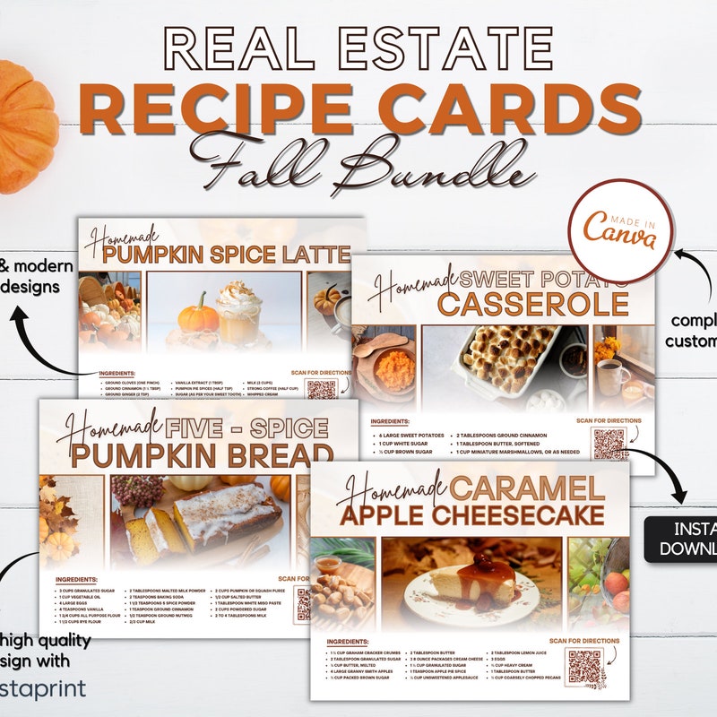 Fall Recipe Cards - Etsy