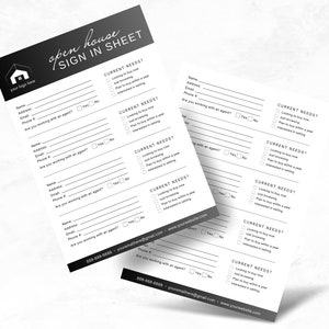 Real Estate Open House Sign-in Sheet Template | Printable PDF, Canva - Etsy