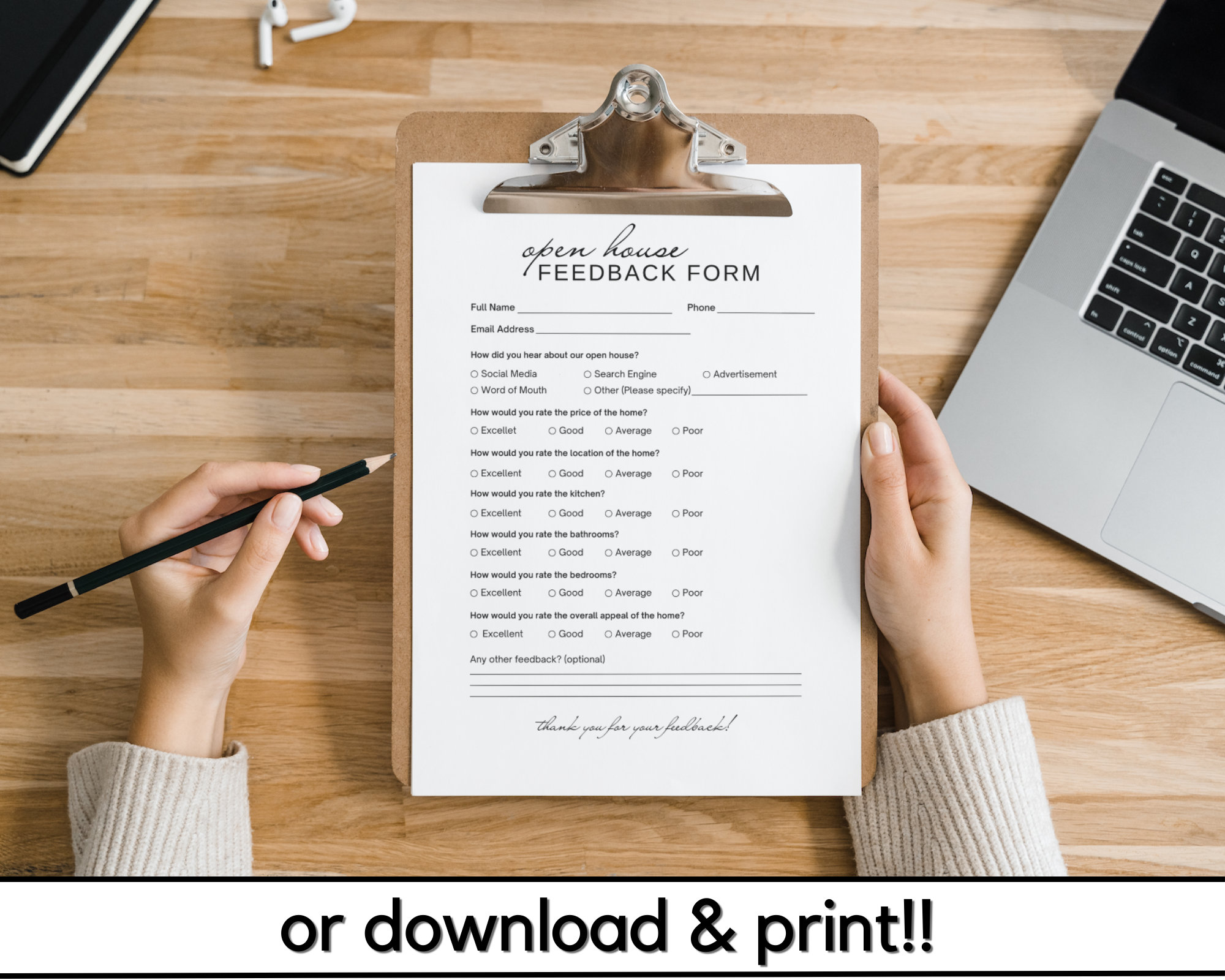 Real Estate Open House Feedback Forms, Printable Sign-in Sheet (canva ...