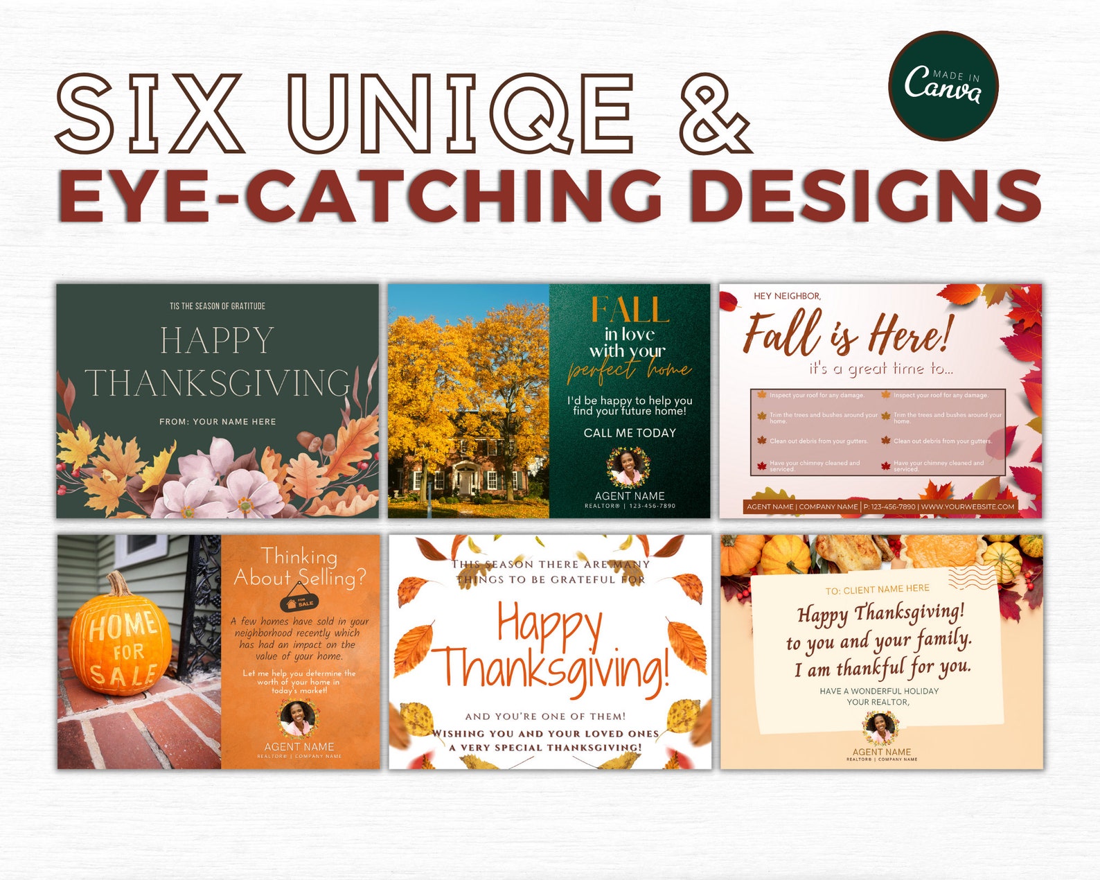 Six Cute Fall and Thanksgiving Themed Farming Postcards for Real Estate ...