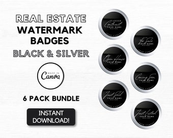 Modern Black Watermarks and Badges for Real Estate Agents and Realtors ...