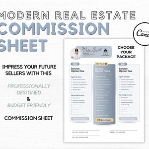 Real Estate Listing Commission Sheet Canva Template, Real Estate ...