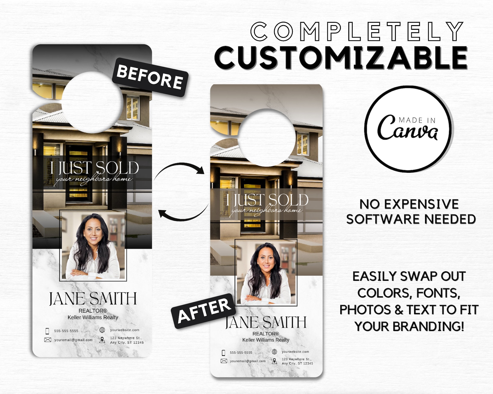 Real Estate Door Hanger Bundle Canva Template, Real Estate Marketing ...