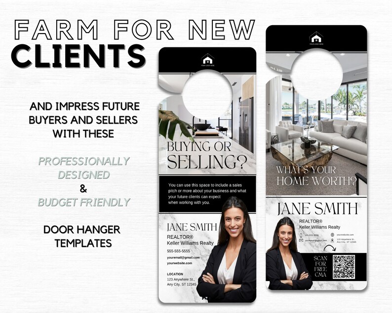 Real Estate Door Hanger Bundle Canva Template, Real Estate Marketing ...