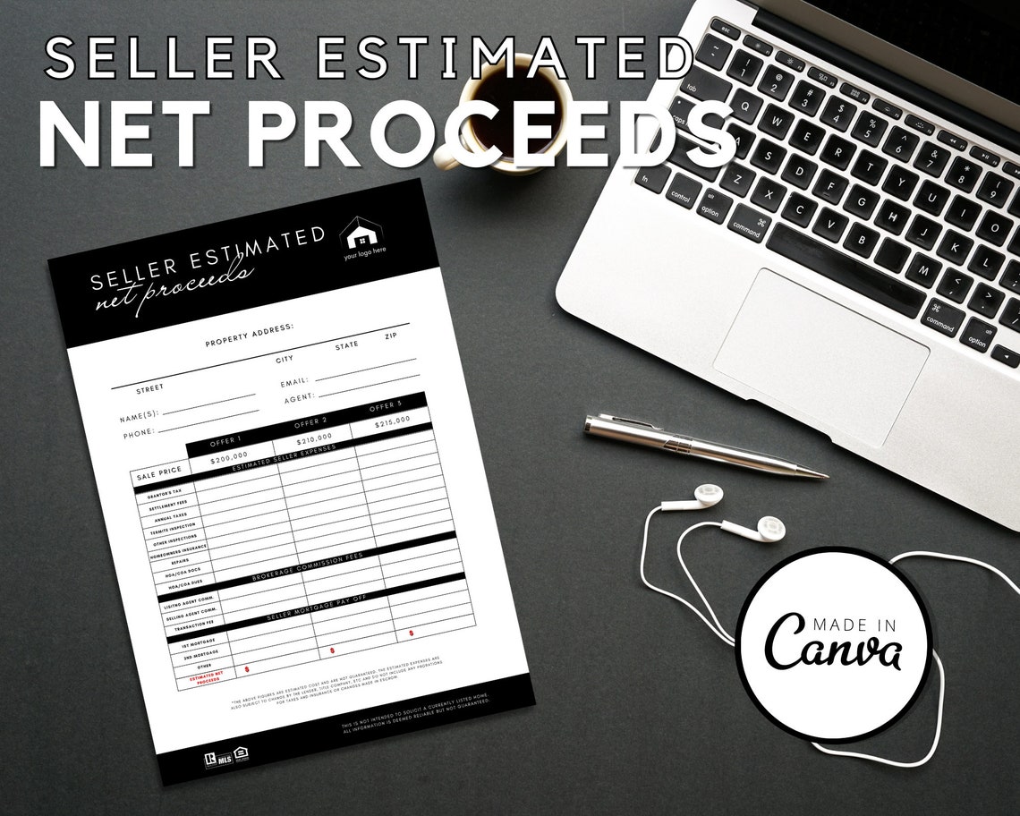 Real Estate Seller Estimated Net Proceeds Sheet Printable Canva ...