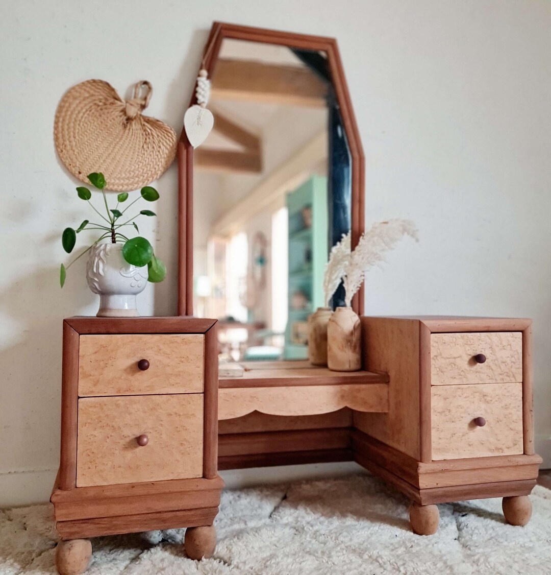 Art Deco Dressing Table Chest of Drawers in Vintage Wood - Etsy