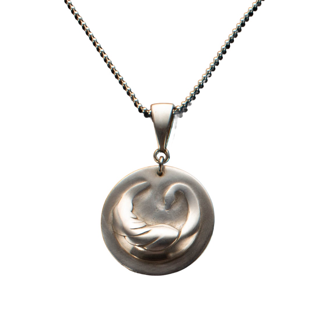 Argentium Silver Swan Necklace With Elegant Ball Chain, Handmade With ...