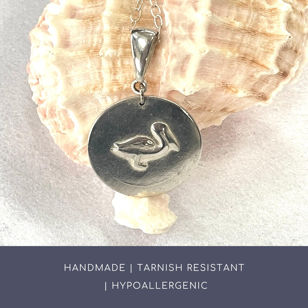 Silver Pelican Pendant Necklace, Ball Chain, Beach Lovers Gift, Resort ...
