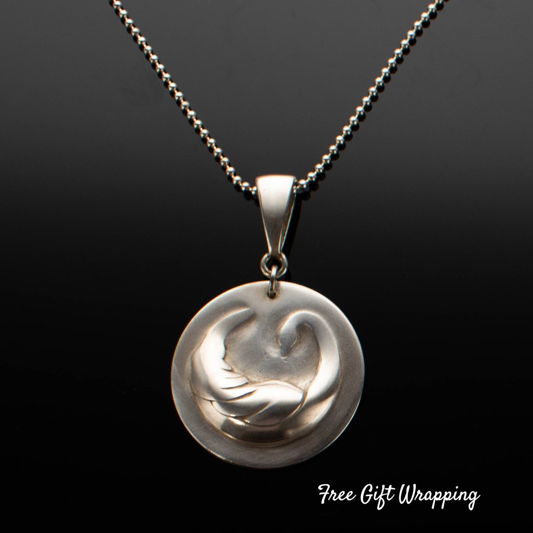 Argentium Silver Swan Necklace With Elegant Ball Chain, Handmade With ...