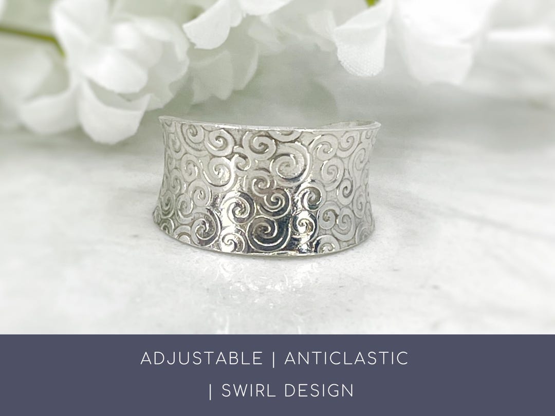 Wide Sterling Silver Anticlastic Cuff Ring, Hand Forged Flared ...