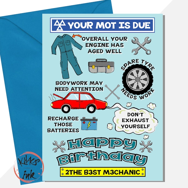Funny Mechanic Birthday Card - Etsy