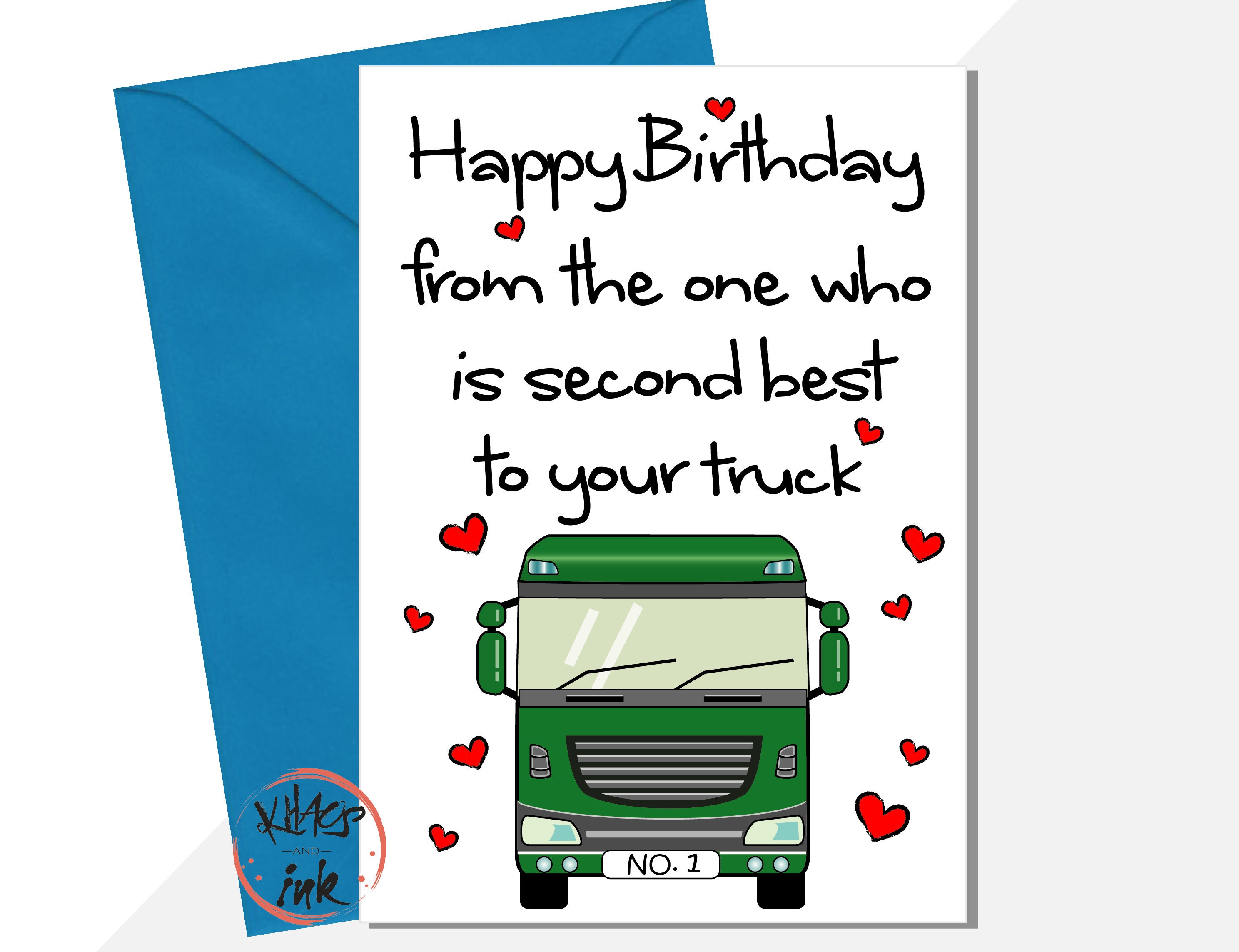 Funny Lorry Driver Card, Happy Birthday From the One Who is Second Best ...