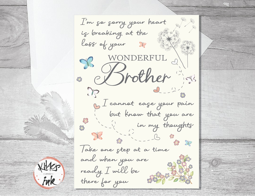 Sympathy Card Brother Bereavement, Thinking of You, Condolences Card ...