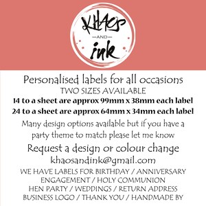 4th Birthday Labels Personalised Party Stickers Decor Pink - Etsy