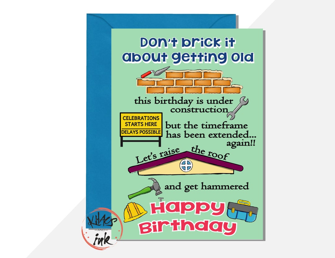 Construction -happy Birthday Card, Builder, Tradesman, Road Workers ...