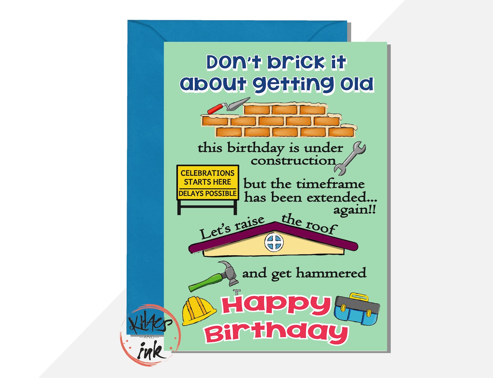 Construction -happy Birthday Card, Builder, Tradesman, Road Workers ...