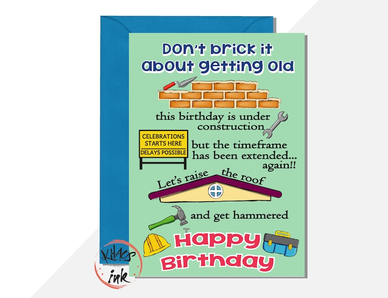 Construction -happy Birthday Card, Builder, Tradesman, Road Workers ...