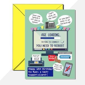 Computer IT Nerd Birthday Card. Tech Phone Support Geek, Web ...