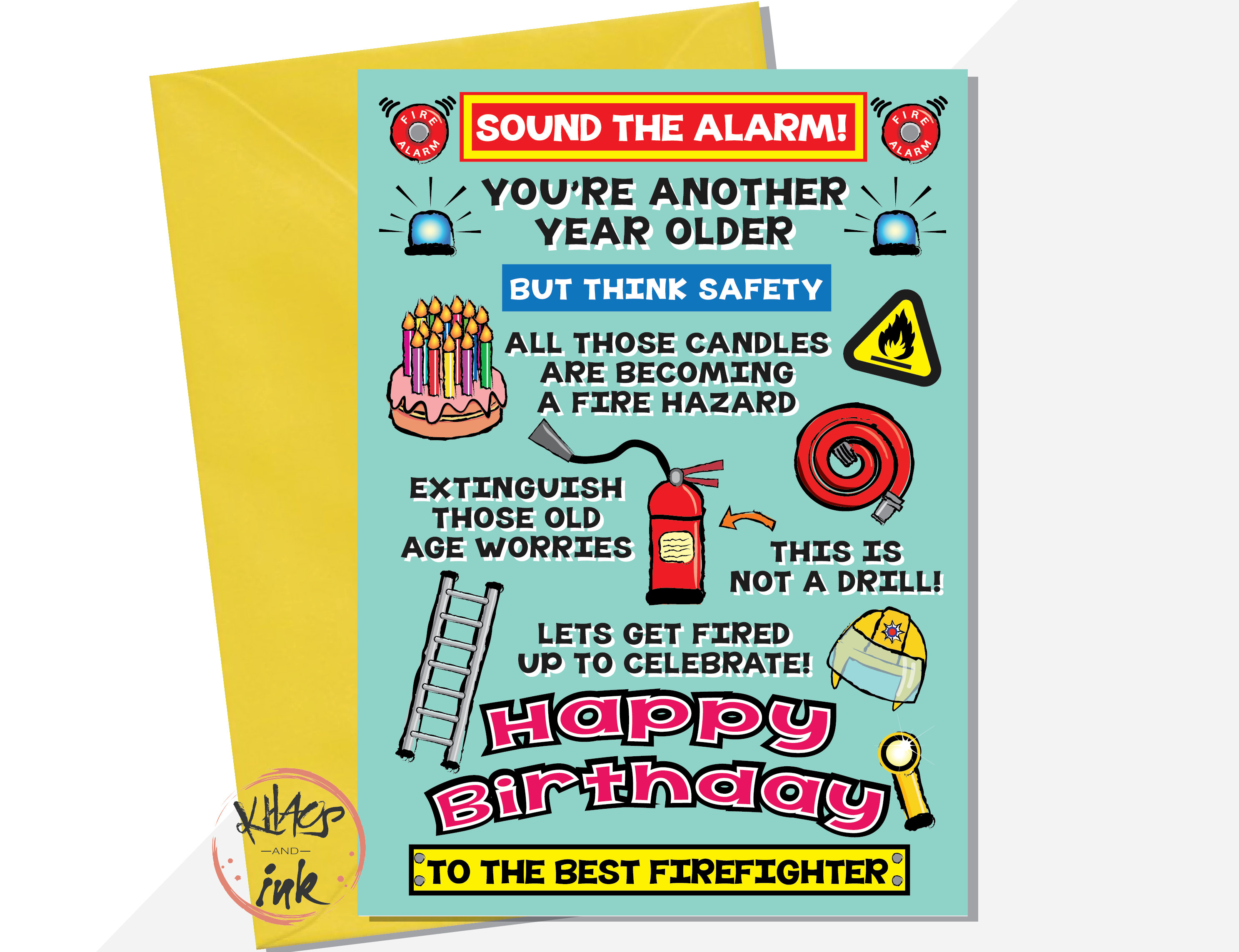 Firefighter Funny Birthday Card Fireman Sound the Alarm - Etsy UK