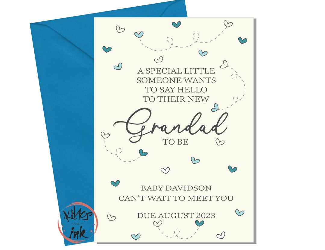 Grandad to Be Pregnancy Announcement Card, New Grandad Baby Card, Hello ...