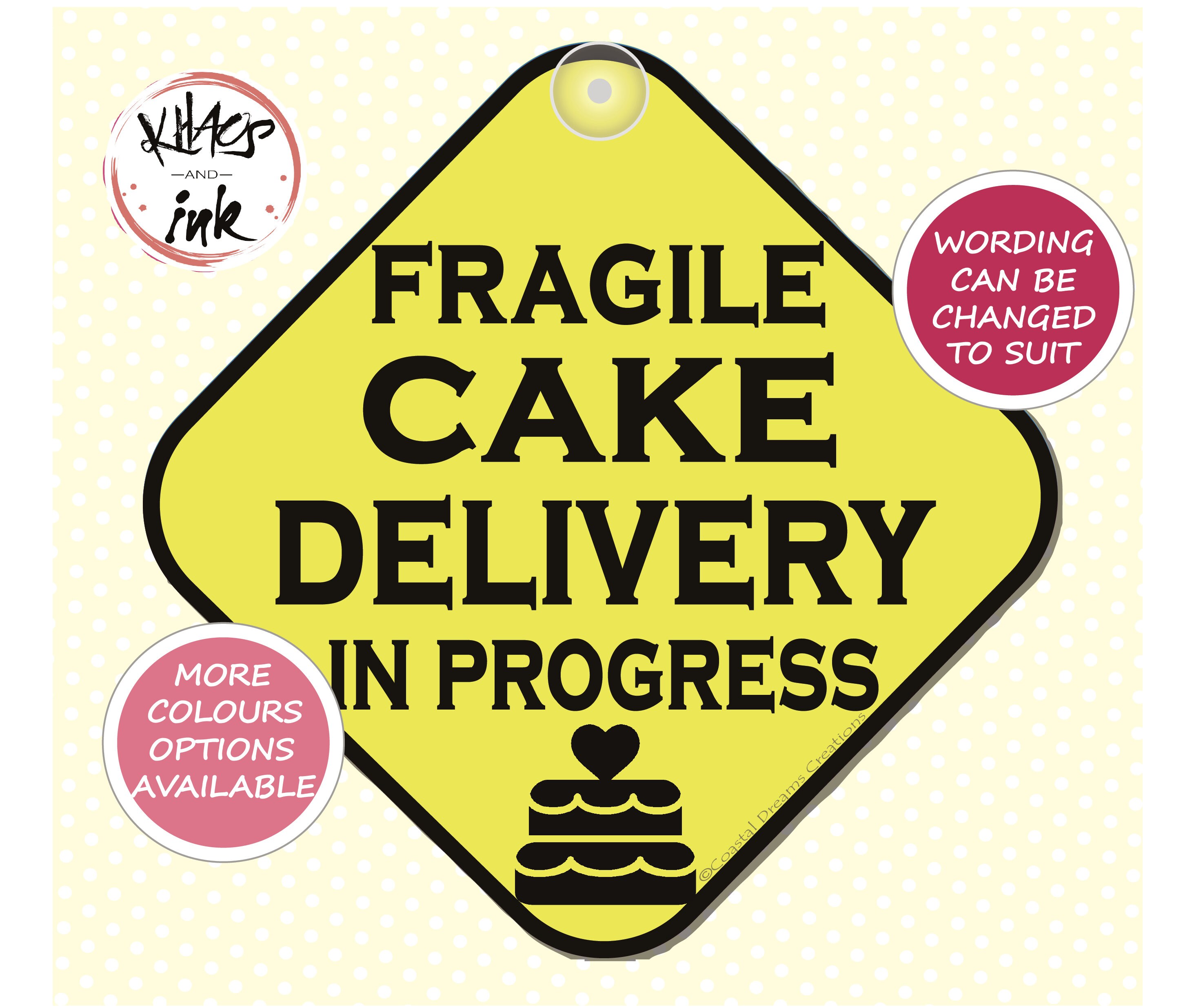 Cake on Board Car Sign . Advertise Fragile Goods Delivery in - Etsy UK