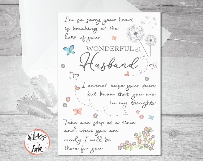 Loss of Husband Large Sympathy Card With Poem - Etsy