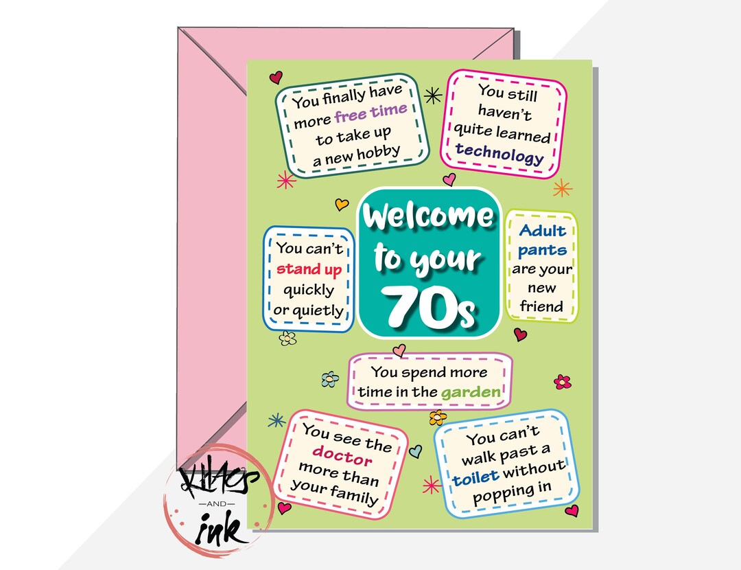 Welcome to Your 70s, 70th, 71st 72nd 73rd Large A5 Funny Happy Birthday ...