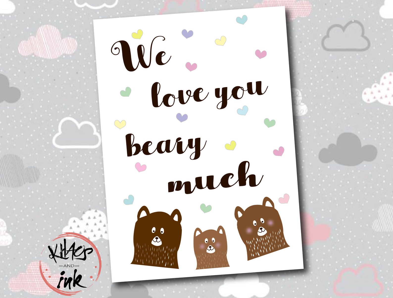 Buy Nursery Print 'we/i Love You Beary Much' Playroom / Online in India - Etsy