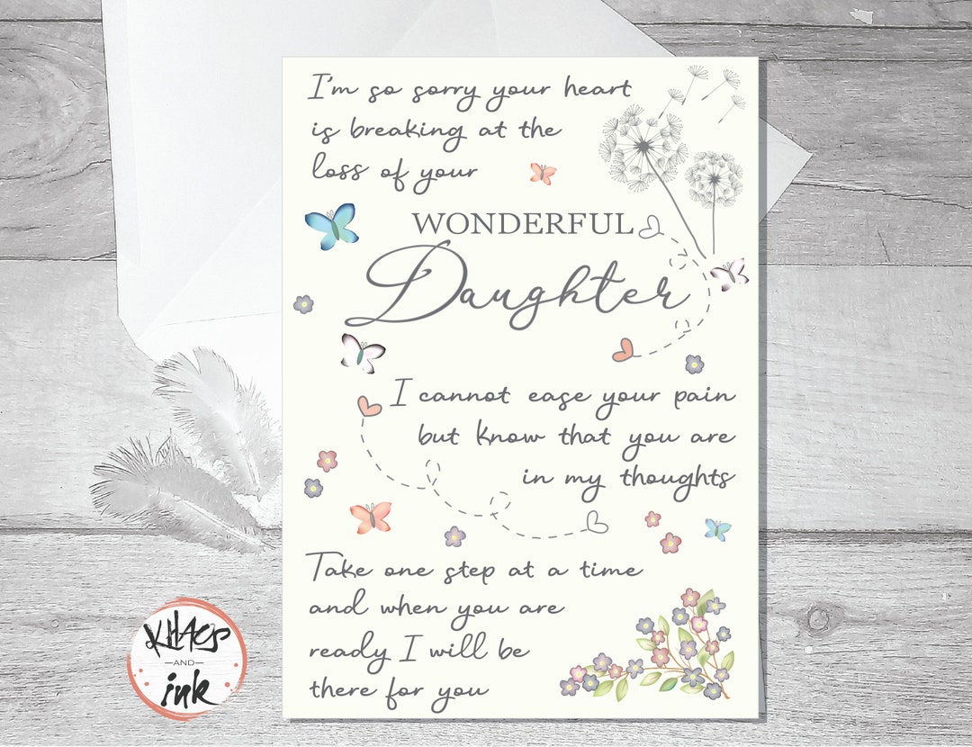 Sympathy Card Daughter Bereavement, Thinking of You, Condolences Card ...