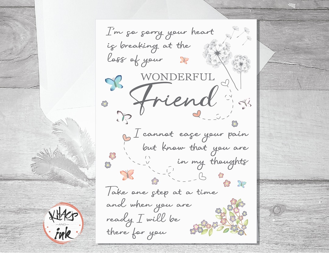 Sympathy Card Friend Bereavement, Thinking of You At, Condolences ...
