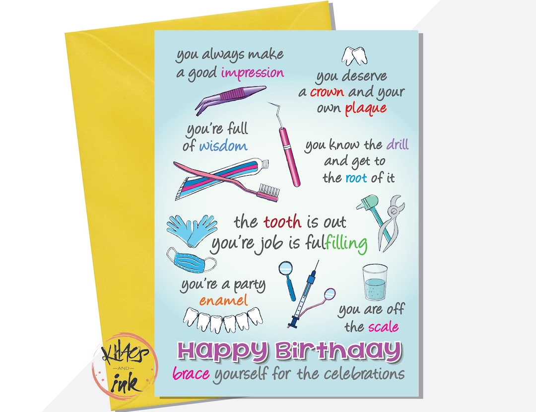 Dentist Birthday Card, Funny Puns, Brace Yourself to Celebrate, Wisdom ...