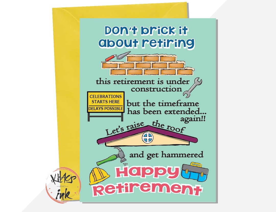 Construction Happy Retirement Card, Builder, Tradesman, Road Workers ...