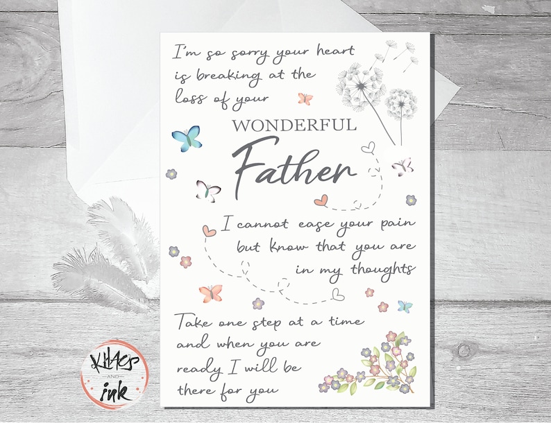 Sympathy Card Father Bereavement, Thinking of You Condolences, Sorry ...
