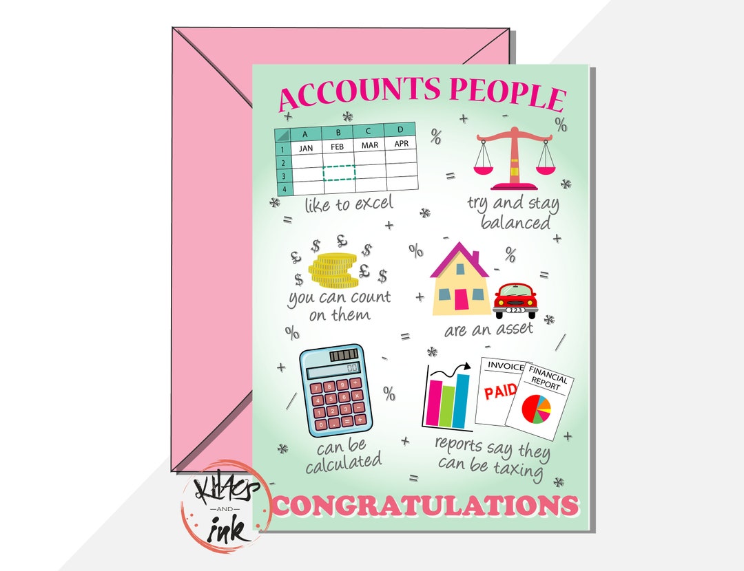Accountant Congratulations New Job Card, Accounts Ledger New Job, Maths ...
