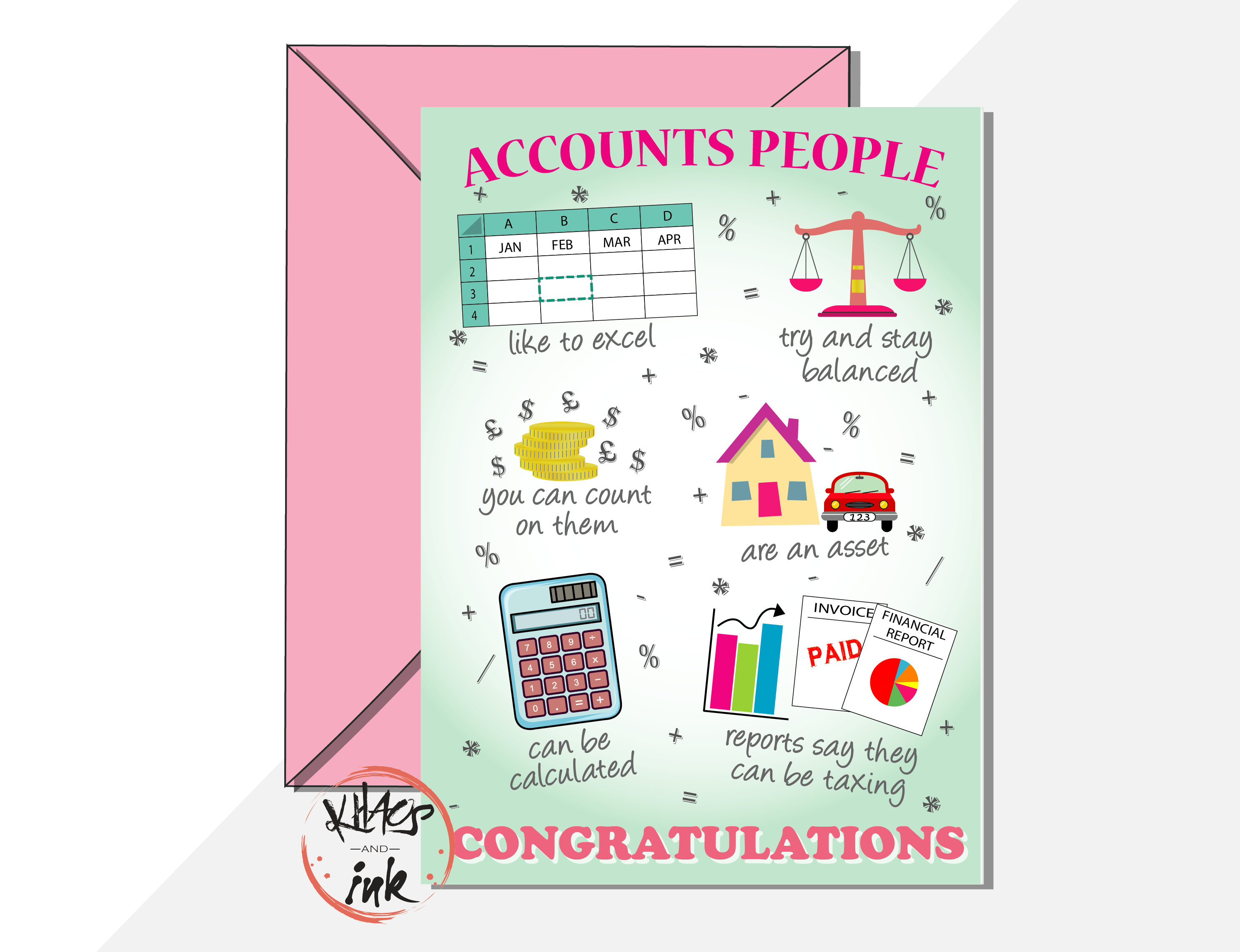 Accountant Congratulations New Job Card Accounts Ledger New - Etsy
