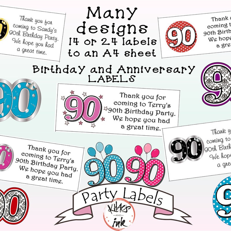 90th Birthday Labels - Etsy