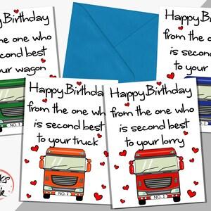 Funny Lorry Driver Card, Happy Birthday From the One Who is Second Best ...
