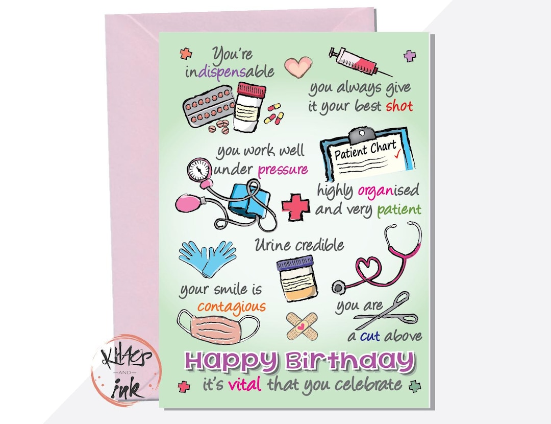 Nurse Birthday Card, Funny, Puns, It's Vital You Celebrate, Doctor ...