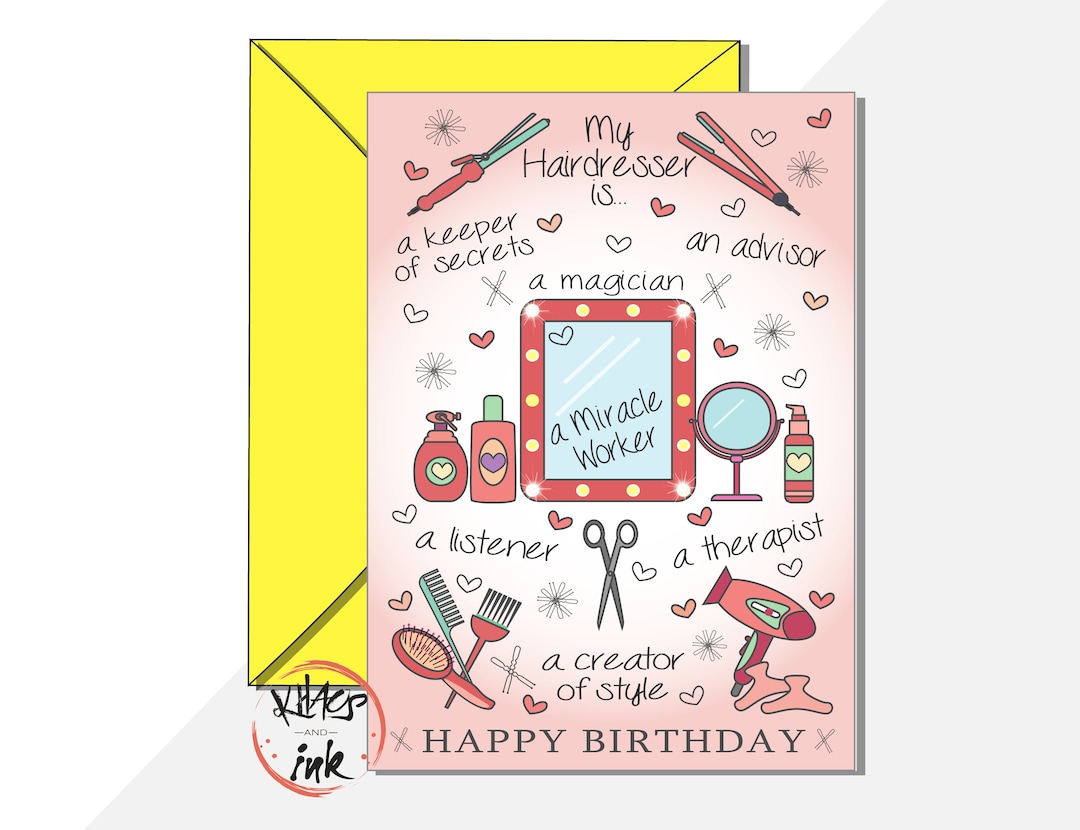 Hairdresser Birthday Card, Thank You Hairdresser Card - Birthday Card ...