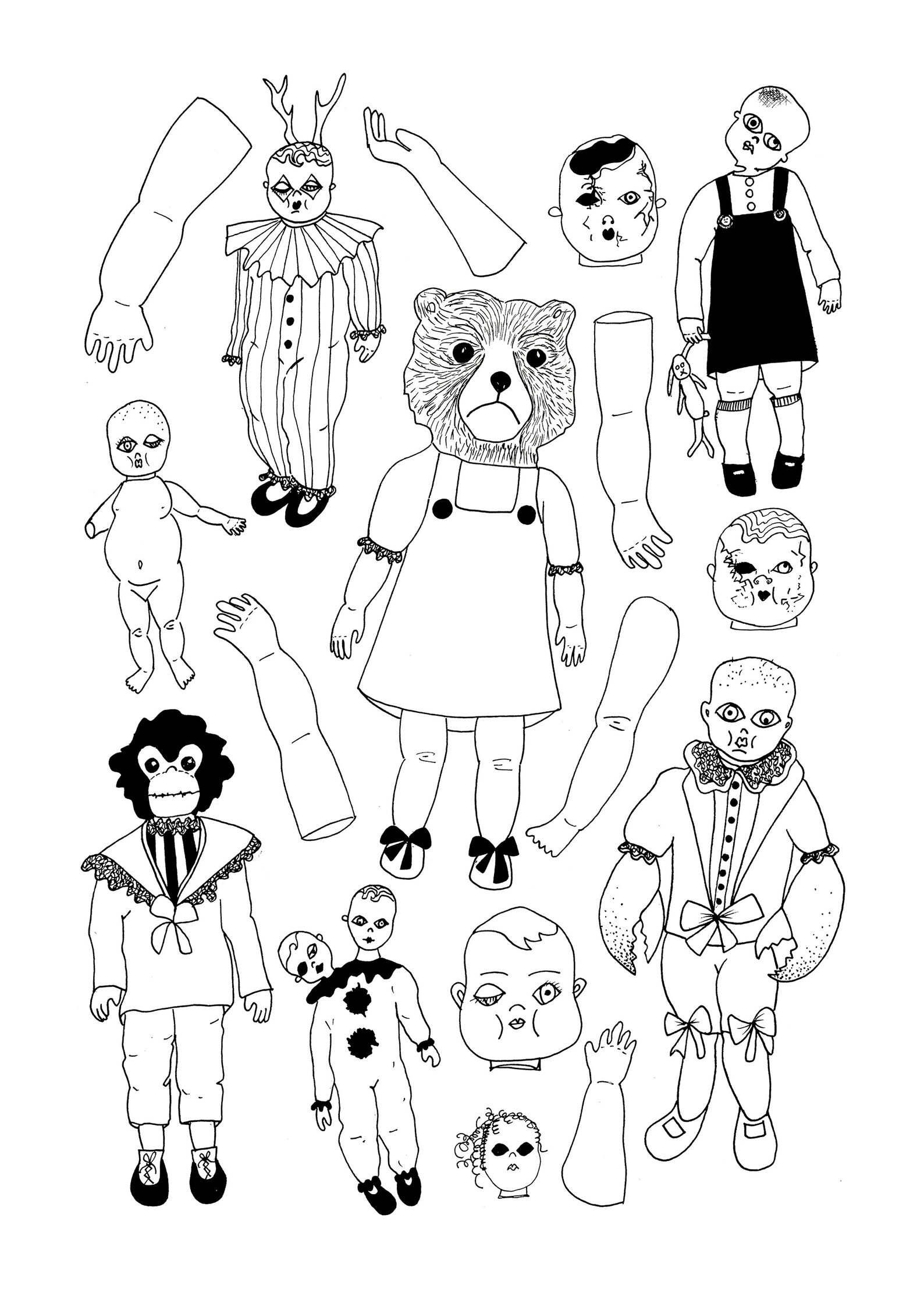 Creepy Cute Broken Dolls Printable Wall Art Macabre | Etsy